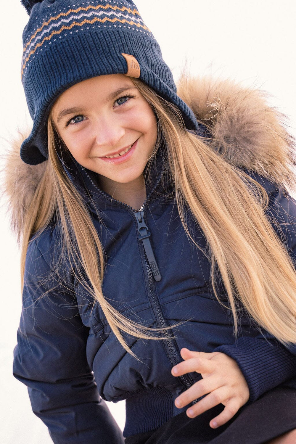 Narrative Covered Pocket Girls Down Coat - Navy