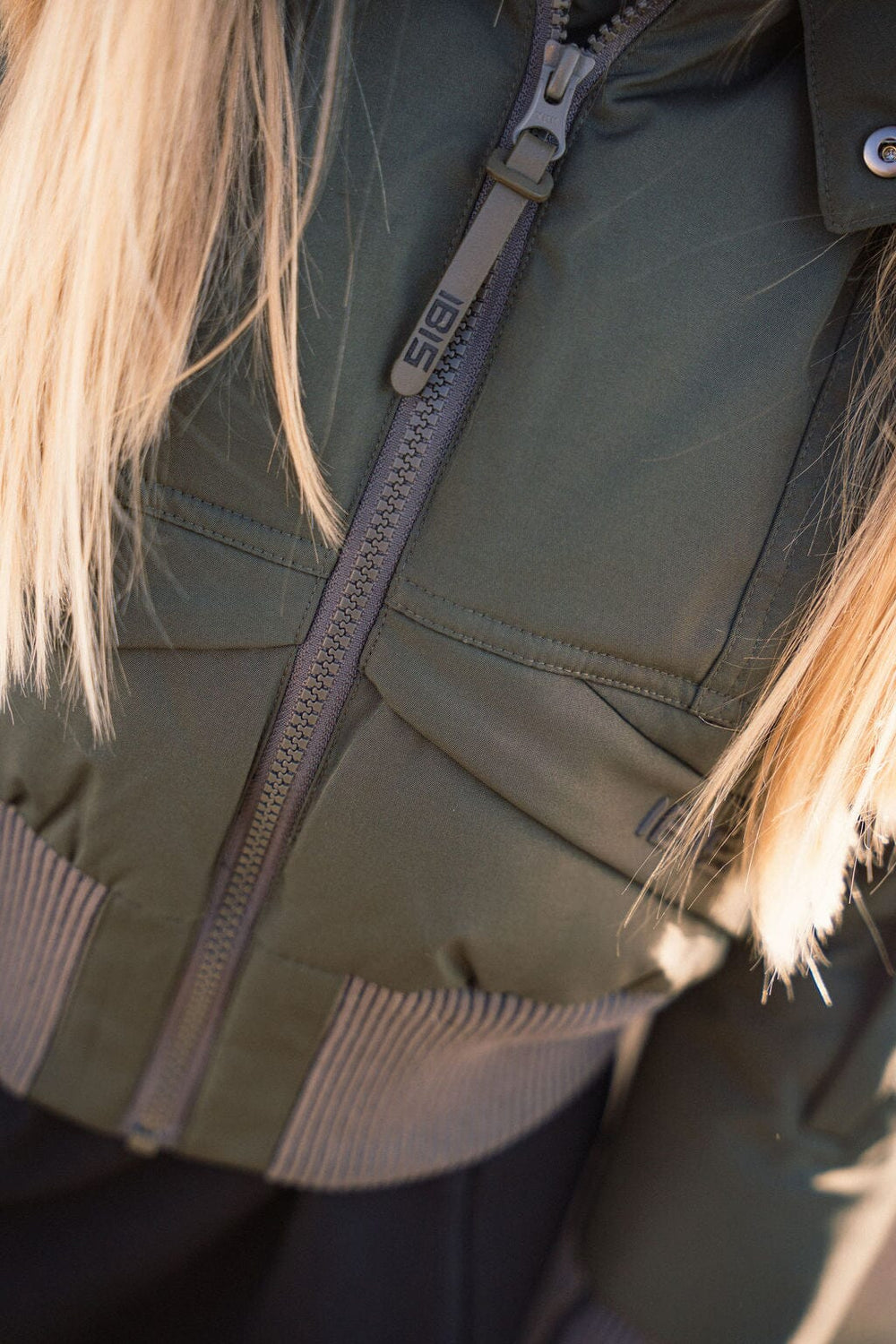 Narrative Covered Pocket Girls Down Coat - Olive Green